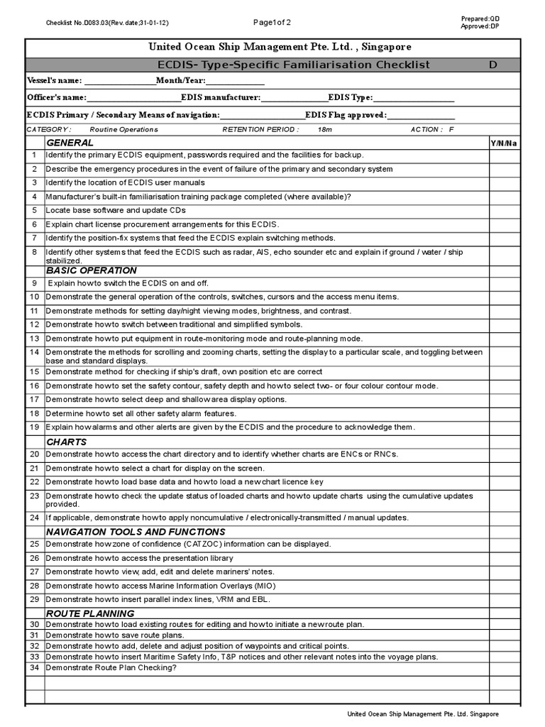 ECDIS Ship Specific Familiarisation-31!01!12 | PDF | Navigation | Software