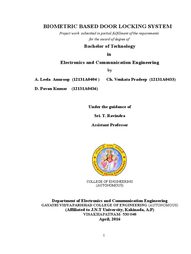 B.tech Project Format-2016 Final | PDF | Biometrics | Microcontroller
