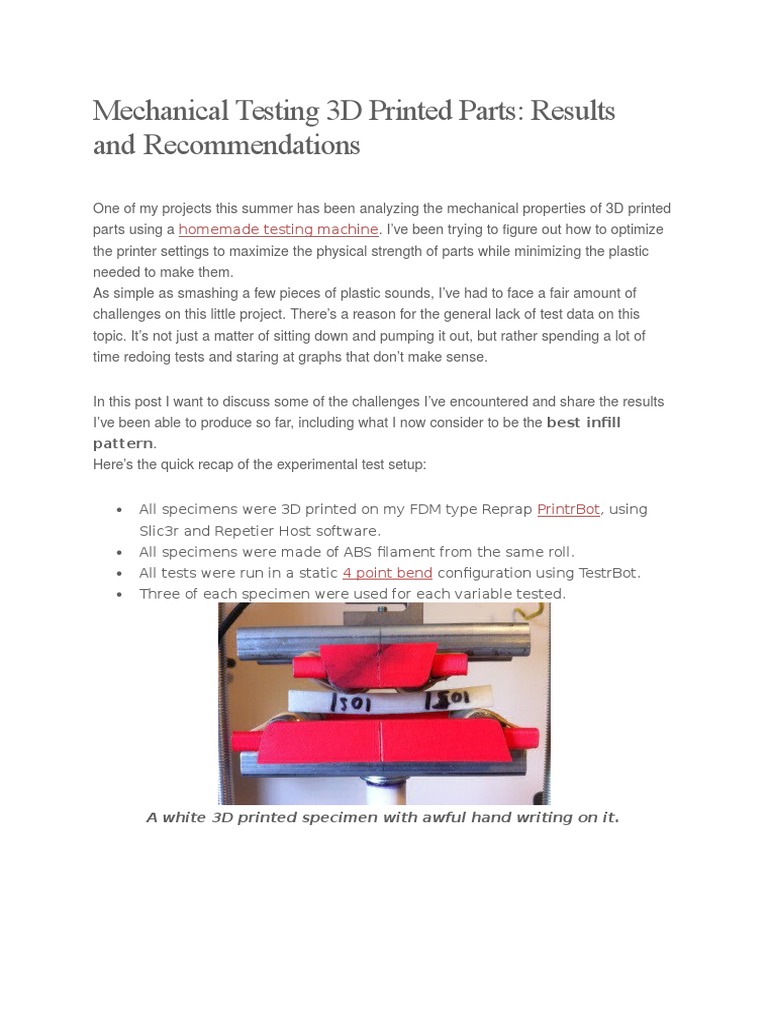 Mechanical Testing 3D Printed Parts | PDF | 3 D Printing | Strength Of ...