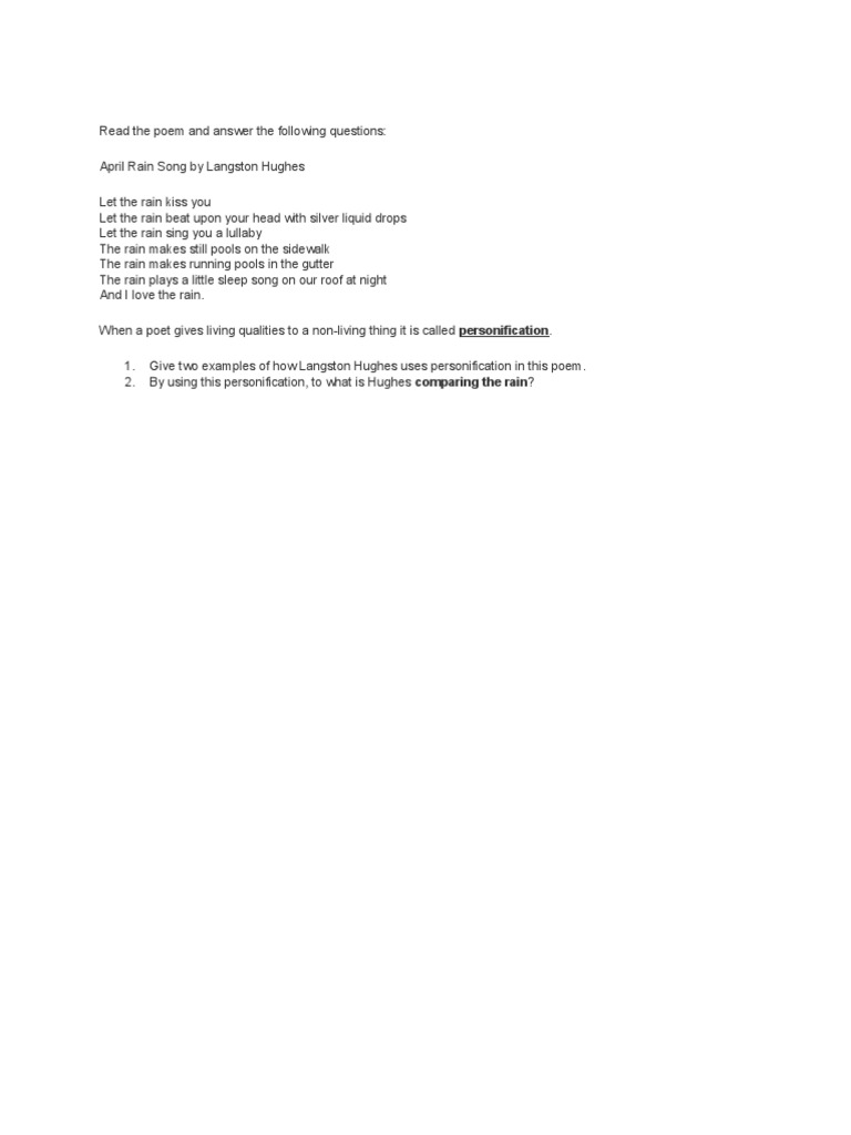 Poem April Rain Song | PDF | Poetry