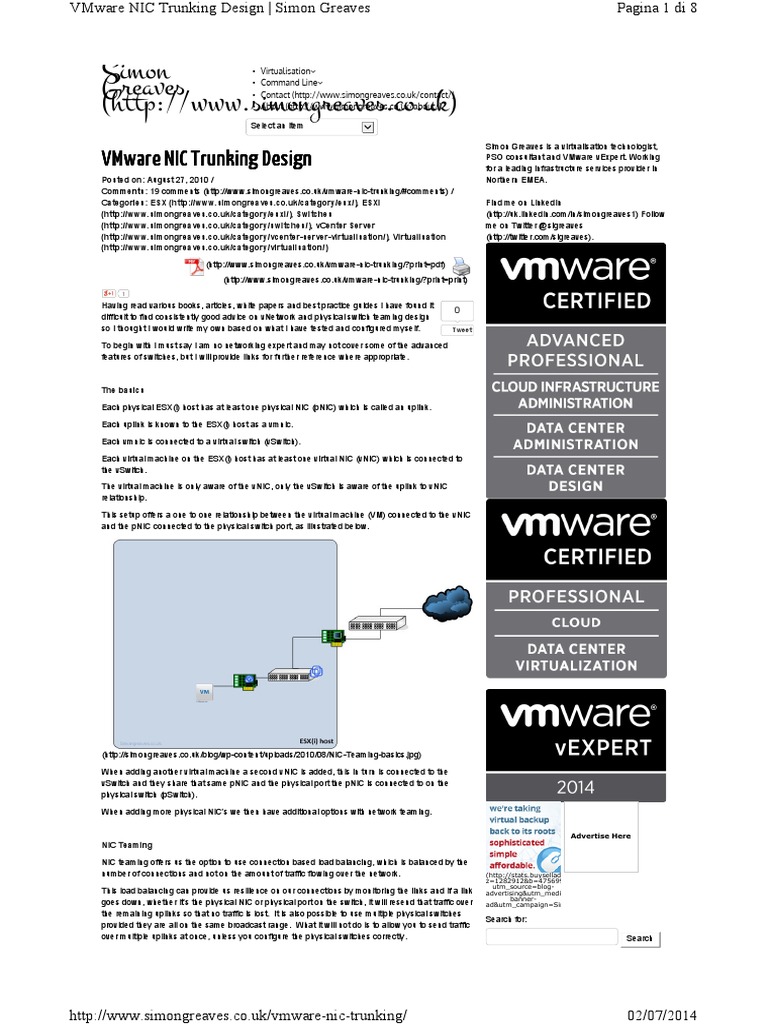 VMware NIC Trunking Design | PDF | Networks | Computer Networking