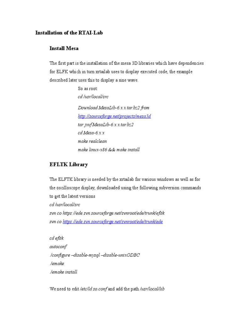 Installation of The RTAI-Lab Install Mesa | PDF | Computer Programming | Computer Architecture