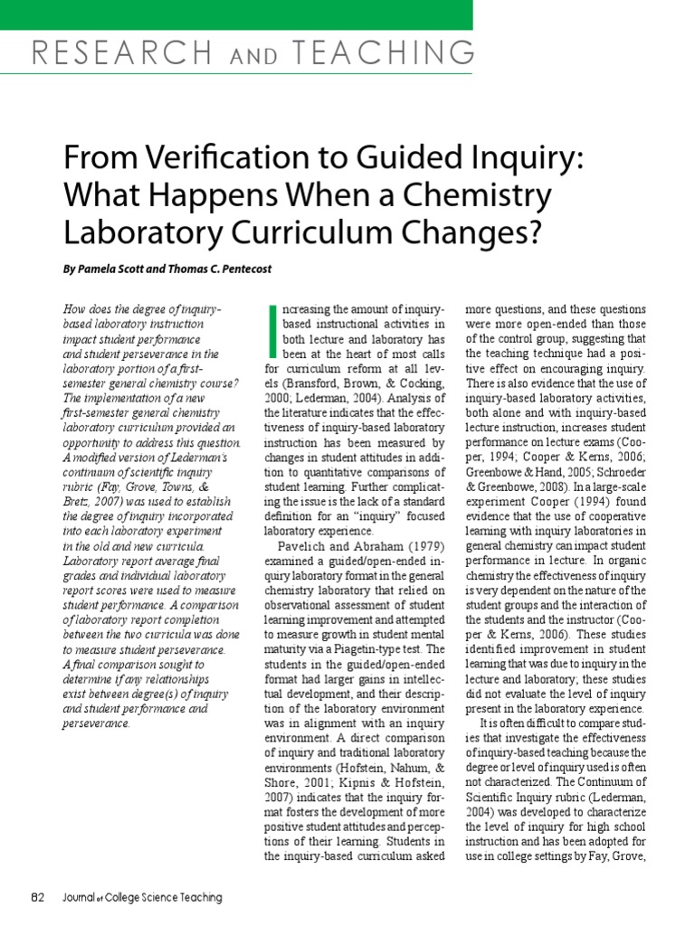 From Verification To Guided Inquiry: What Happens When A Chemistry ...