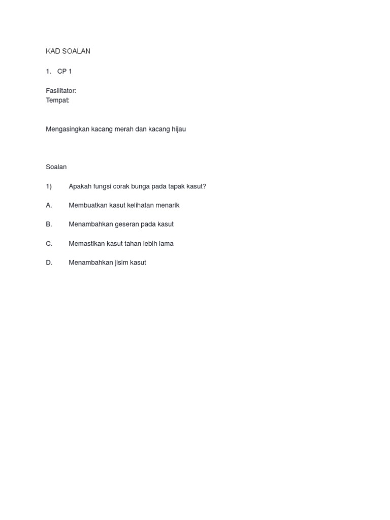 Kad Soalan Explorace | PDF