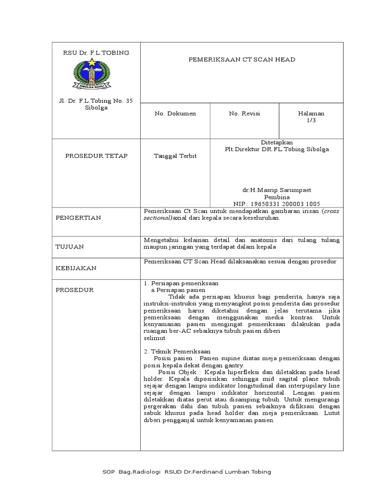 Sop CT Scan | PDF