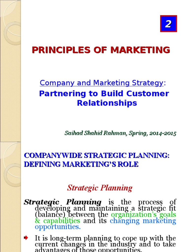 Principles of Marketing (Chapter 2) | PDF | Marketing | Marketing Strategy
