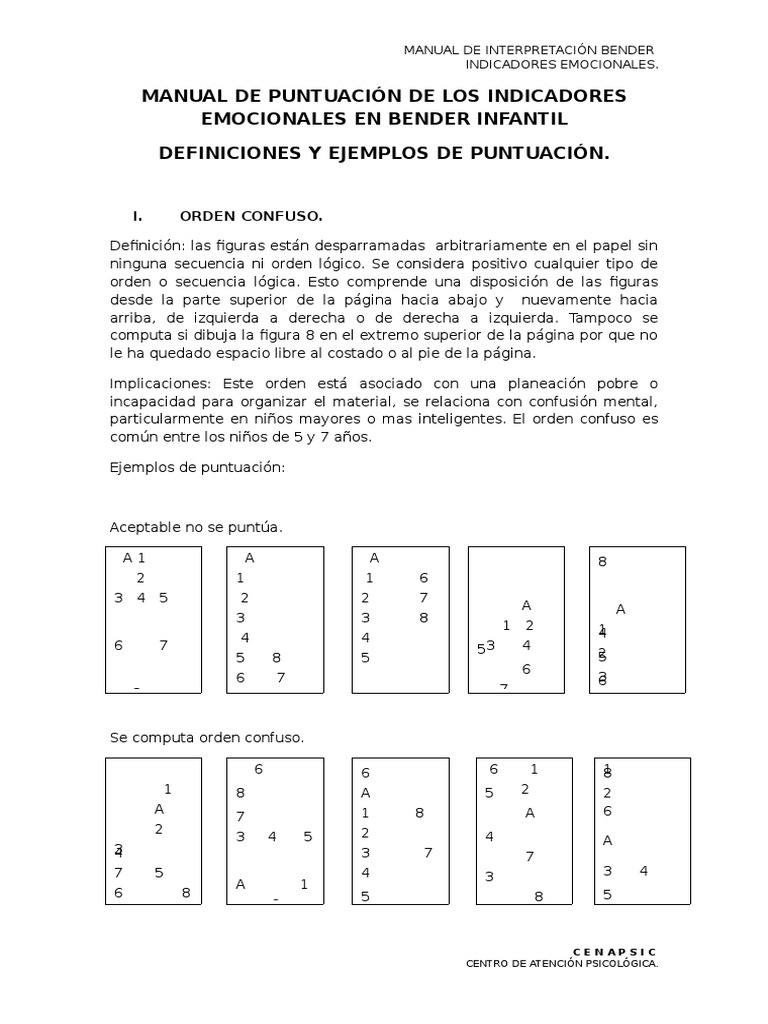 Manual de Puntuación Bender Infantil | PDF | Las emociones | Sicología