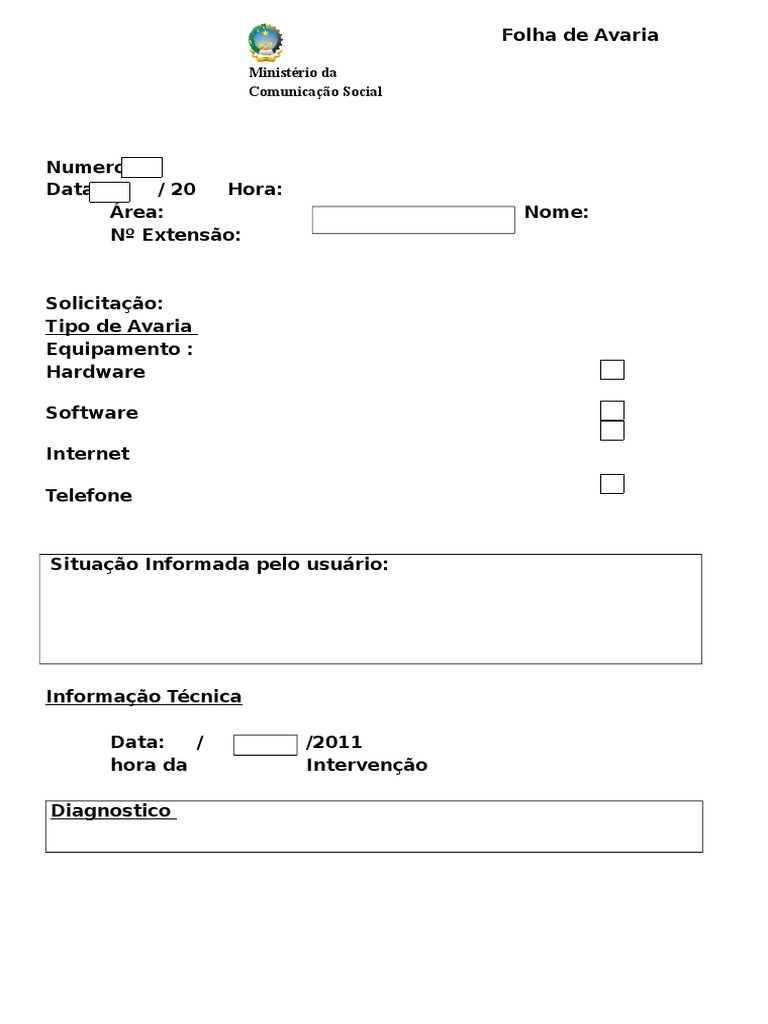 Folha de Avaria | PDF