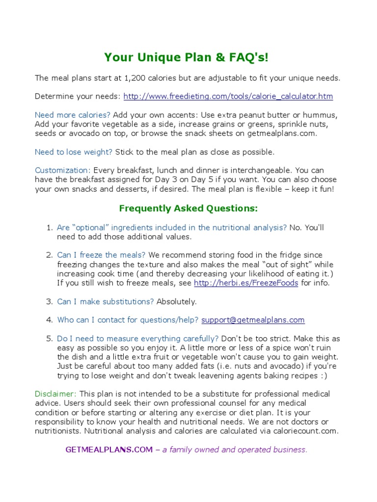 7-Day Individual Meal Plan June 26 2013 | PDF | Salad | Tomato Sauce