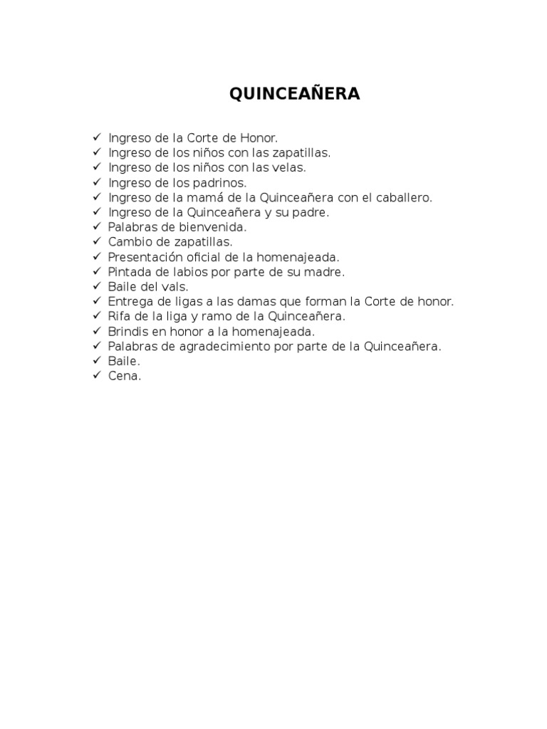 Programa de Quinceañera | PDF