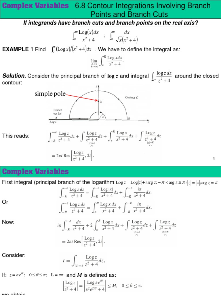 Contour Integrals with Branch Cuts | PDF