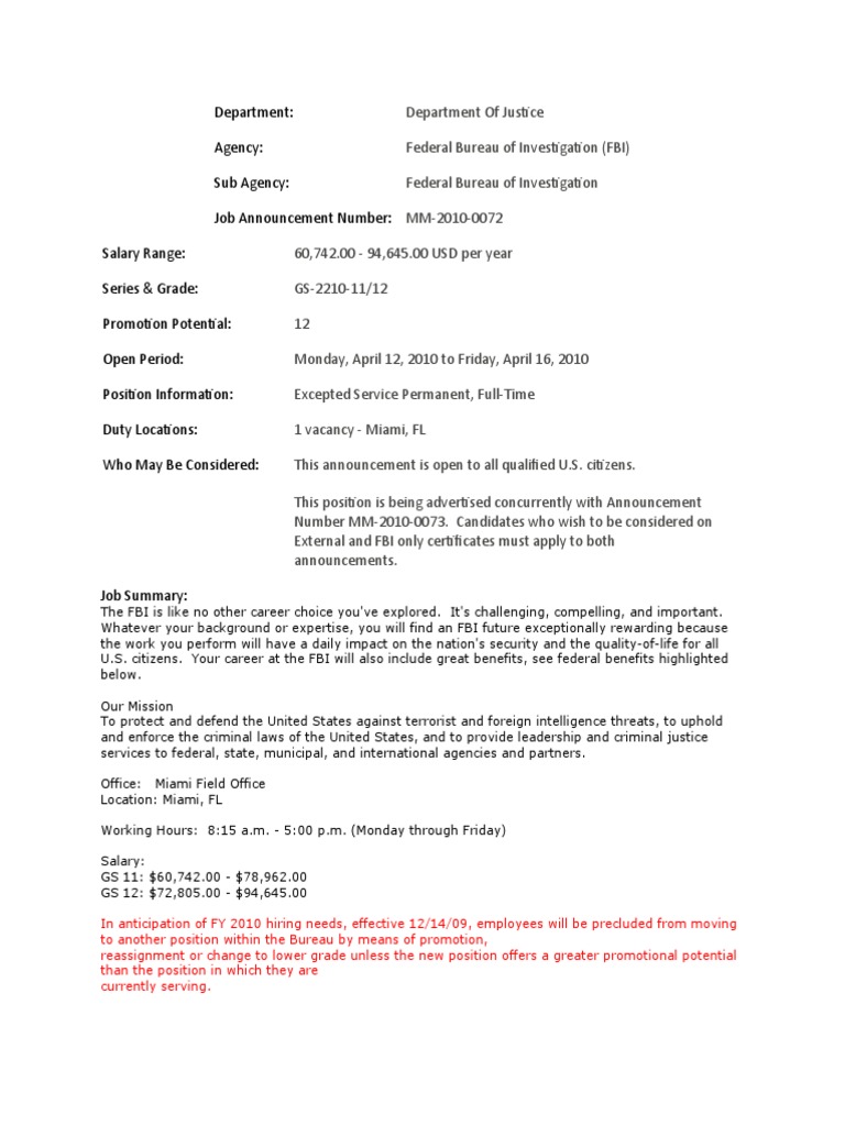 FBI Internship Cover Letter Guide | PDF | Federal Bureau Of ...