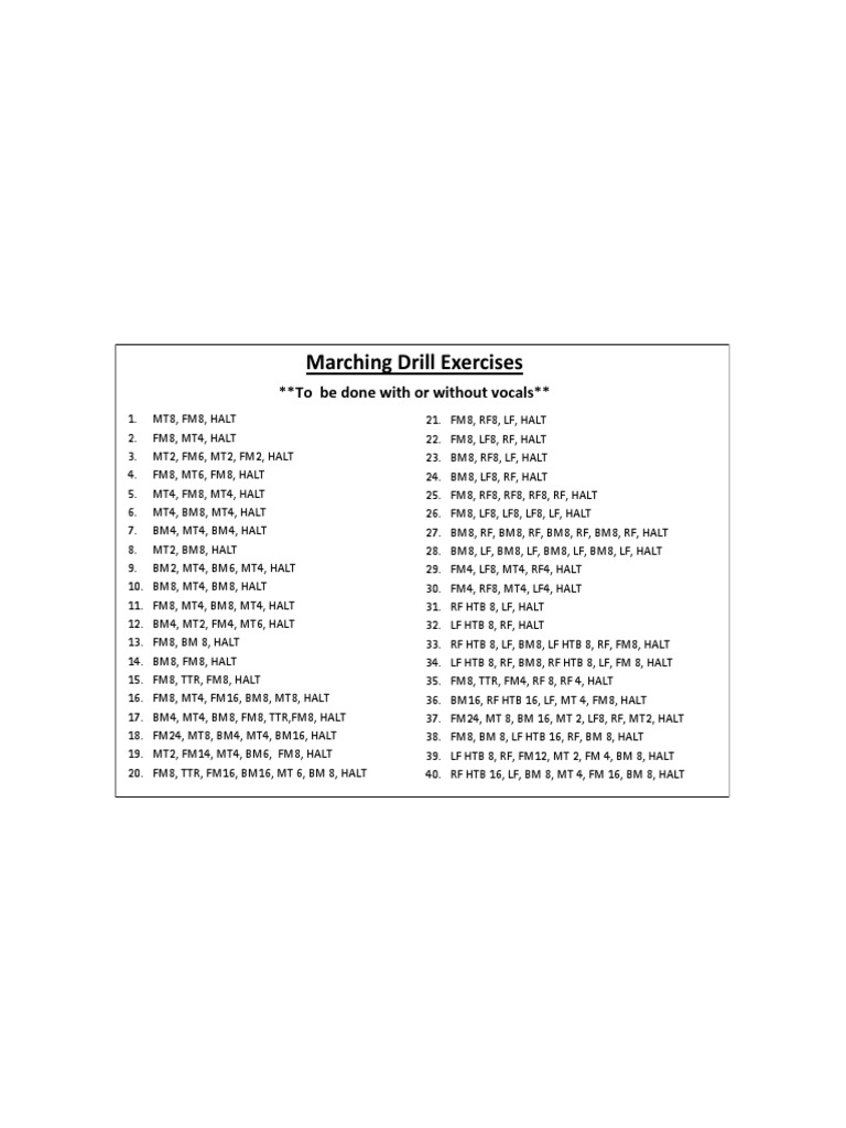 Marching Drill Exercises | PDF