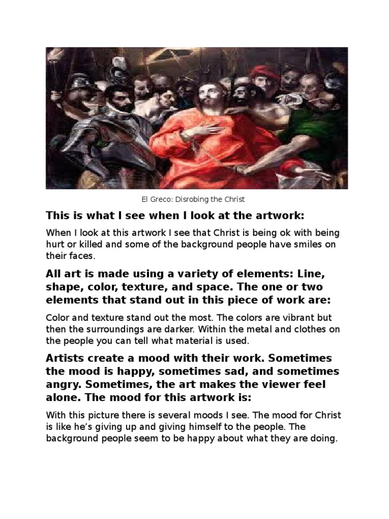 El Greco's Disrobing of Christ Analysis | PDF