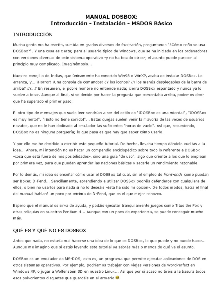 Manual Dosbox | PDF | Archivo de computadora | Sistema operativo