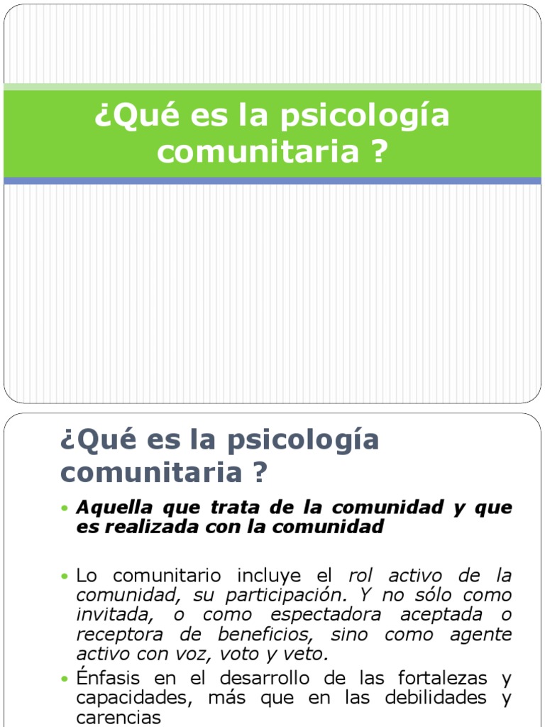 3 Qué Es La Psicología Comunitaria - presENTACION | PDF | Sicología ...