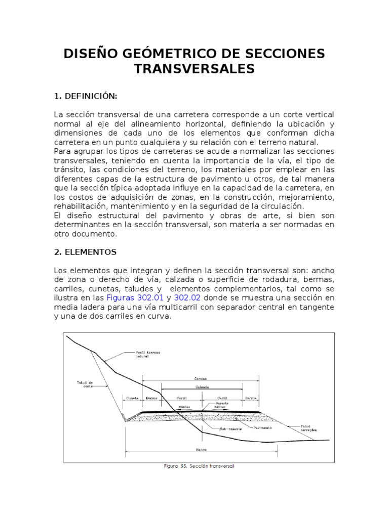 Secciones Transversales Diseño | La carretera | Topografía