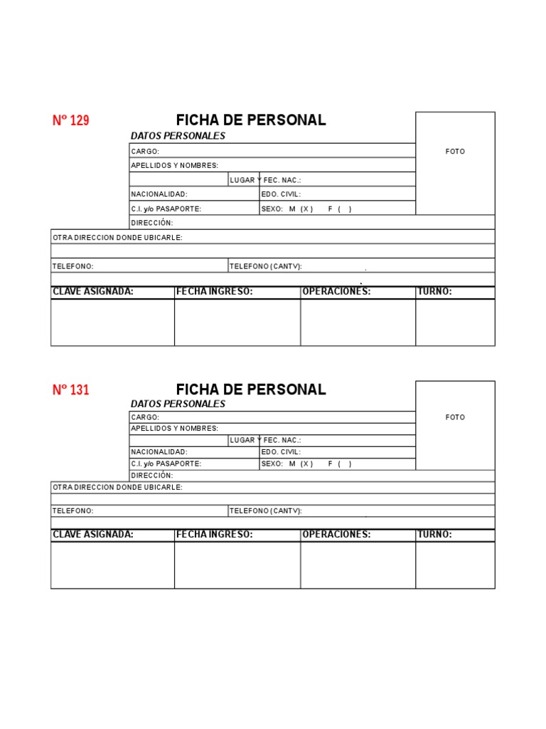 Formatos Ficha de Personal | PDF