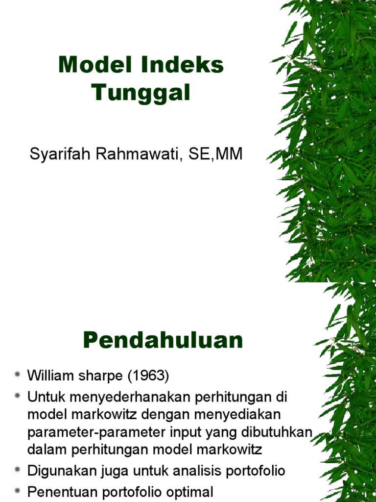 Model Indeks Tunggal dalam Investasi | PDF
