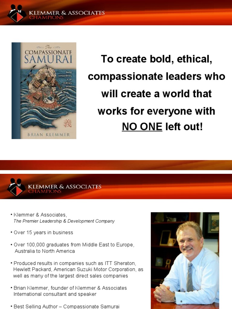 Klemmer and Associates - Champions Workshop - Brian Klemmer | PDF ...