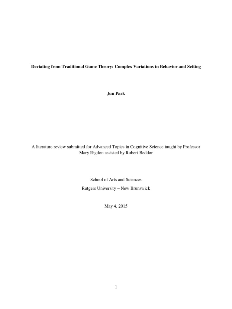 Advanced Game Theory: Complex Behaviors | PDF