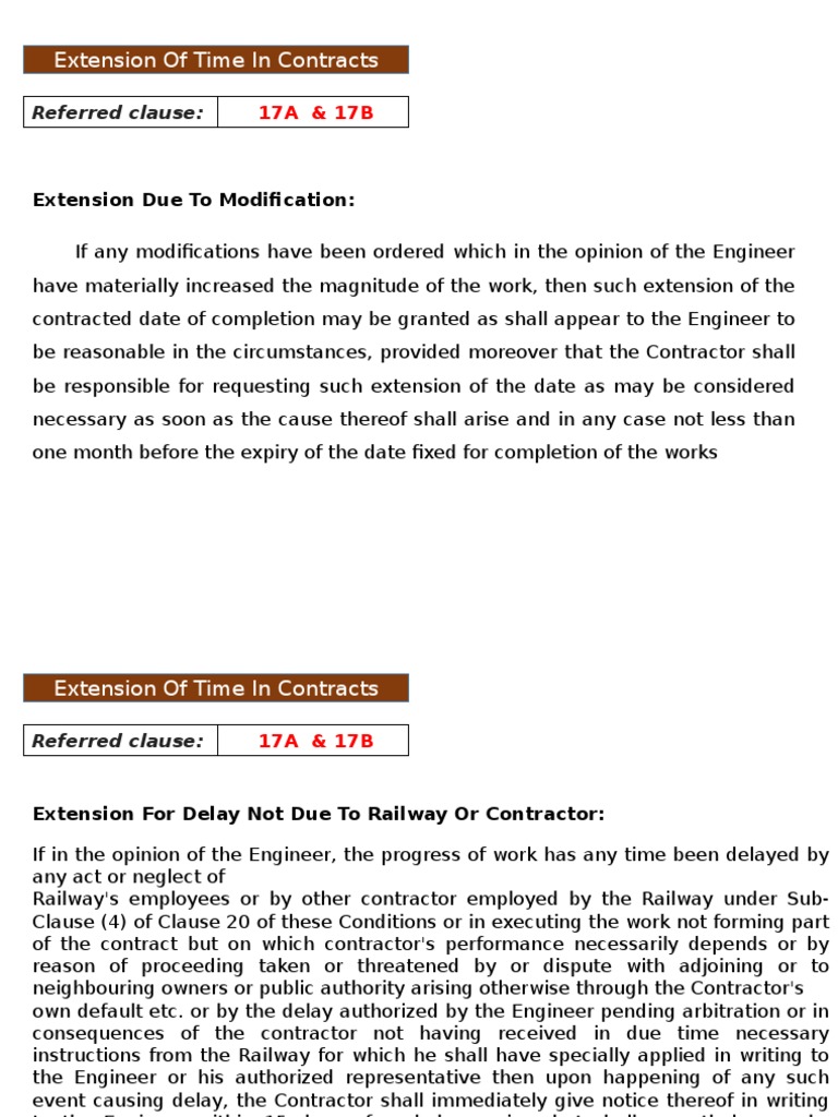 Extension of Time in Contracts: Referred Clause | PDF | Liquidated ...
