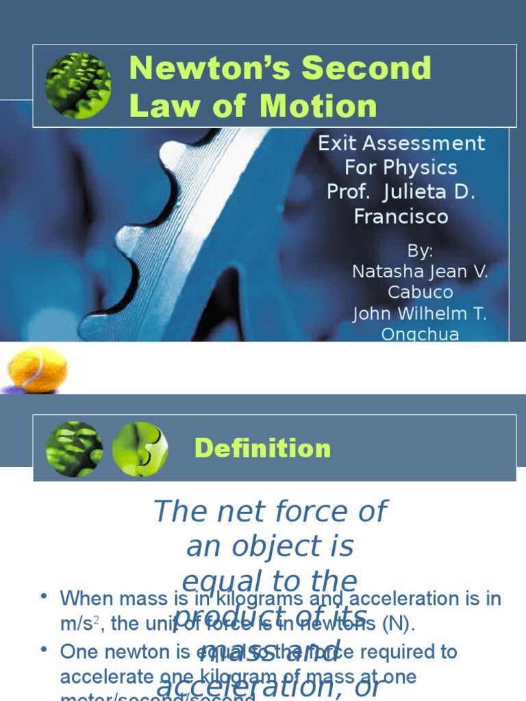 Newton's Second Law of Motion (Law of Acceleration) | PDF ...