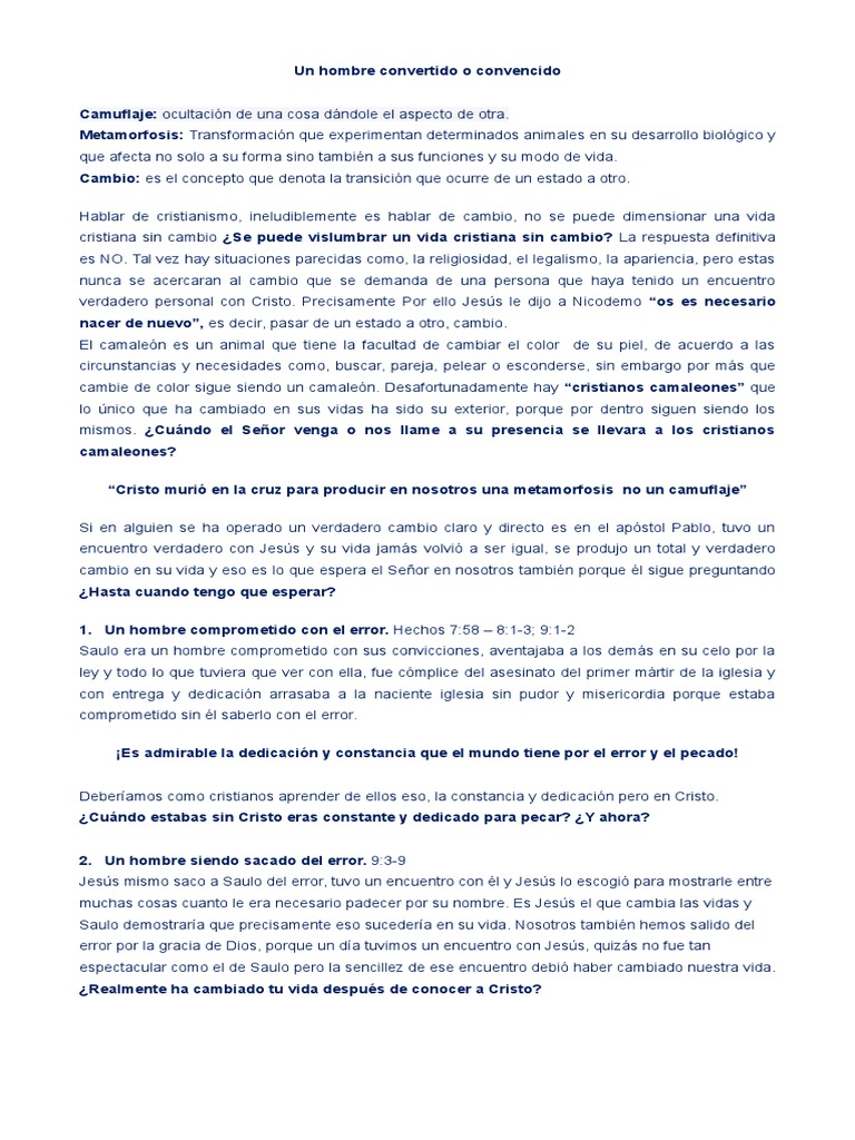 Un Hombre Convertido o Convencido | PDF | Pablo el apóstol | Cristo ...