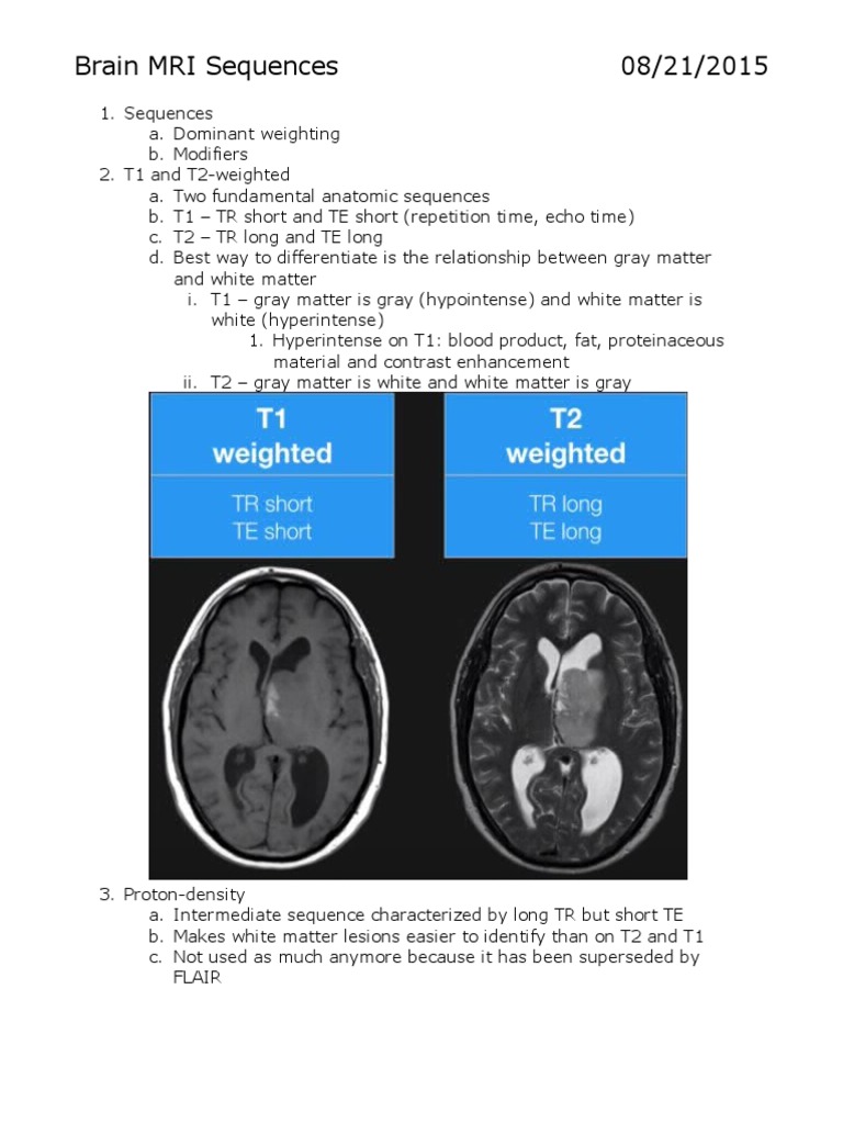 Brain MRI Sequences | PDF | Magnetic Resonance Imaging | Clinical Medicine