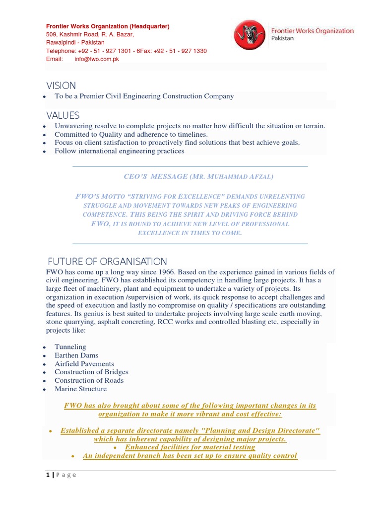 Frontier Works Organisattion (Fwo) | PDF | Federally Administered ...