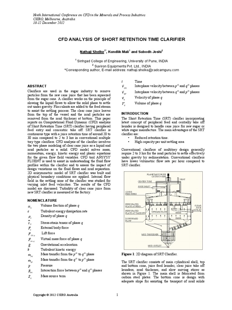 CFD Analysis of Short Retention Time Clarifier | PDF | Computational ...