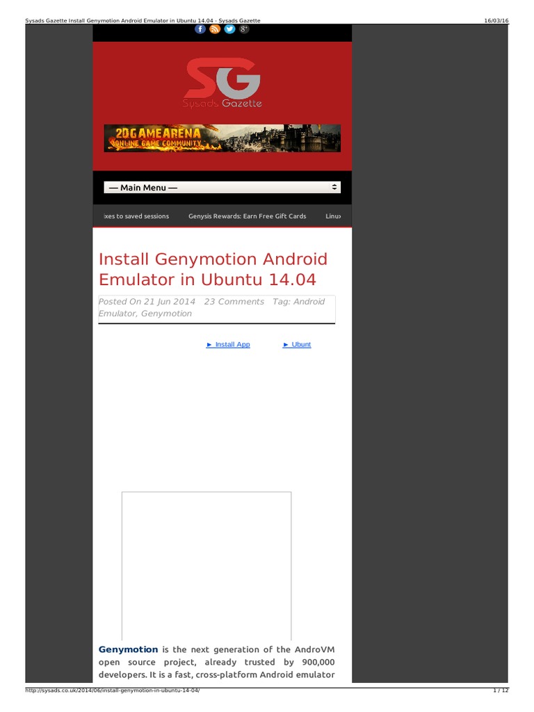 Install Genymotion Android Emulator in Ubuntu 14.04 | PDF | Android (Operating System) | Ubuntu ...
