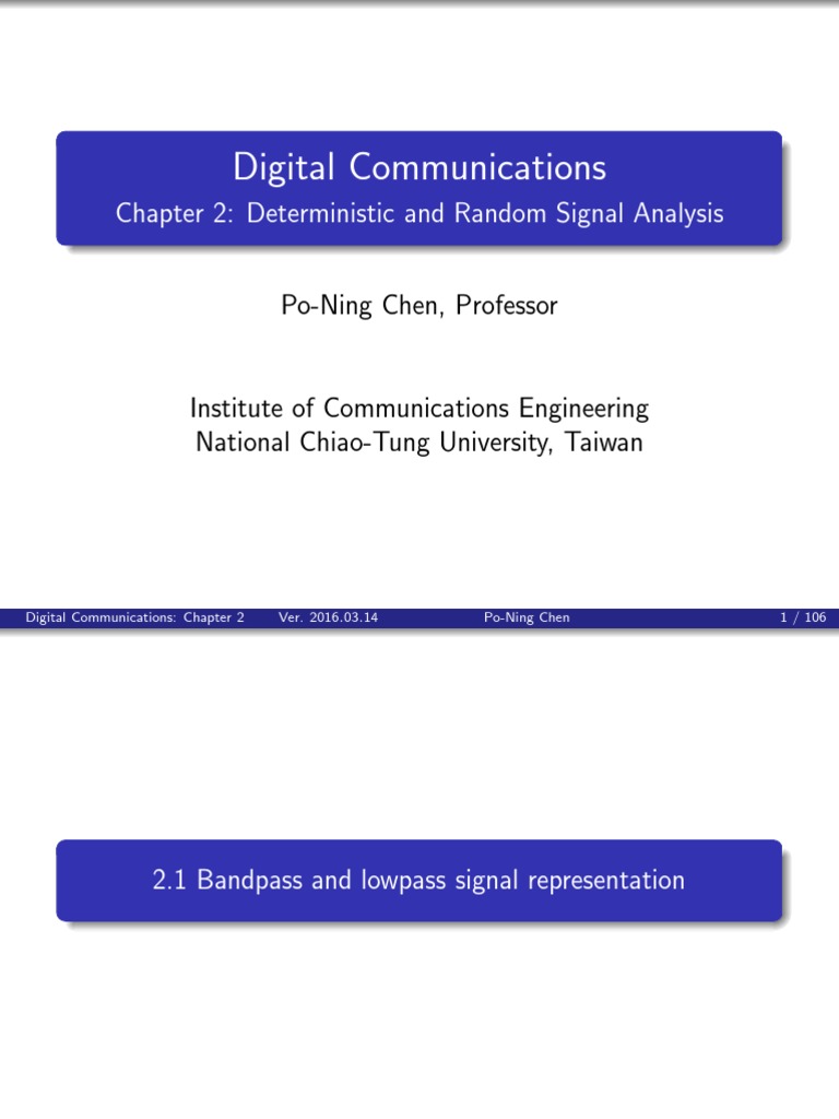 Chapter 2 Deterministic and Random Signal Analysis | PDF | Bandwidth ...