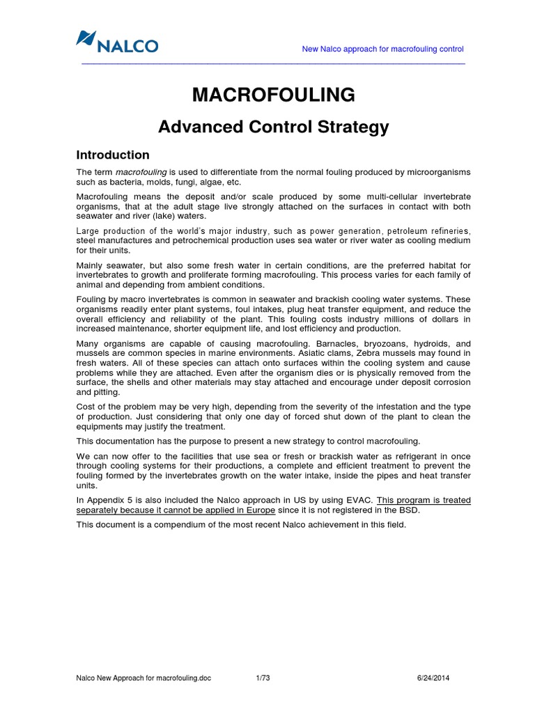 Nalco New Approach For Macrofouling | PDF | Chlorine | Hydrochloric Acid