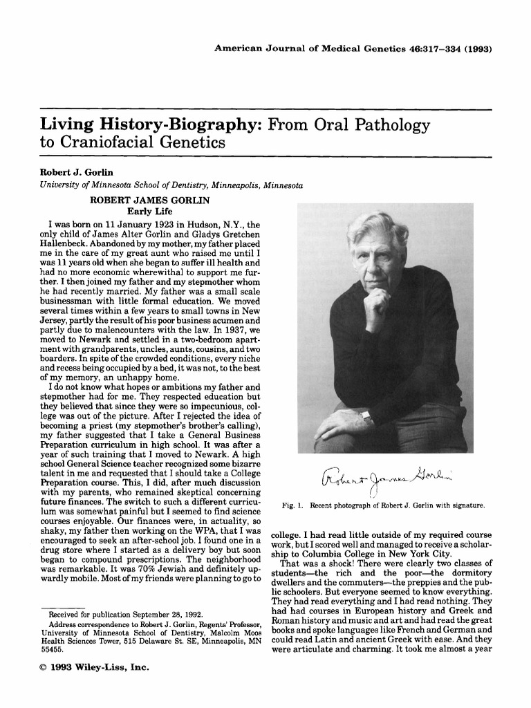 Biografía Robert James Gorlin | PDF | Pathology | Dentistry
