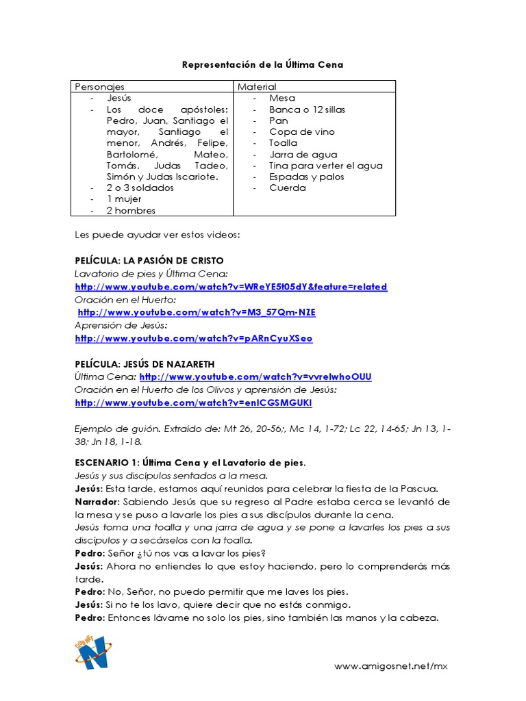 Representacion de La Ultima Cena | PDF | Última cena | Jesús