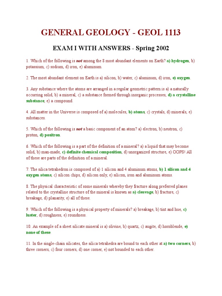 General Geology Test Questions | PDF | Plate Tectonics | Fault (Geology)