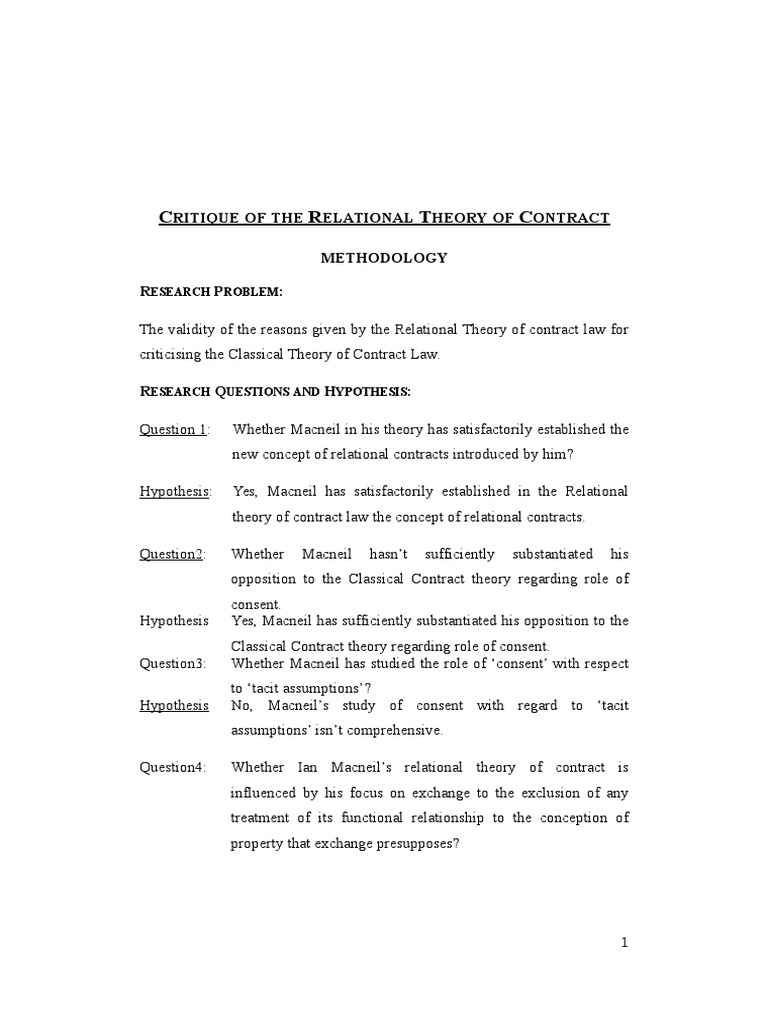 Critique of The Relational Theory of Contract | PDF | Jurisprudence | Axiom