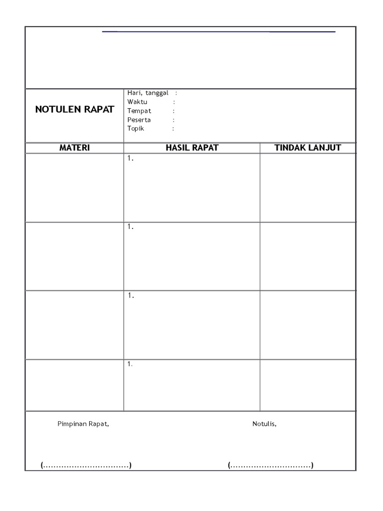Format Notulen Rapat | PDF