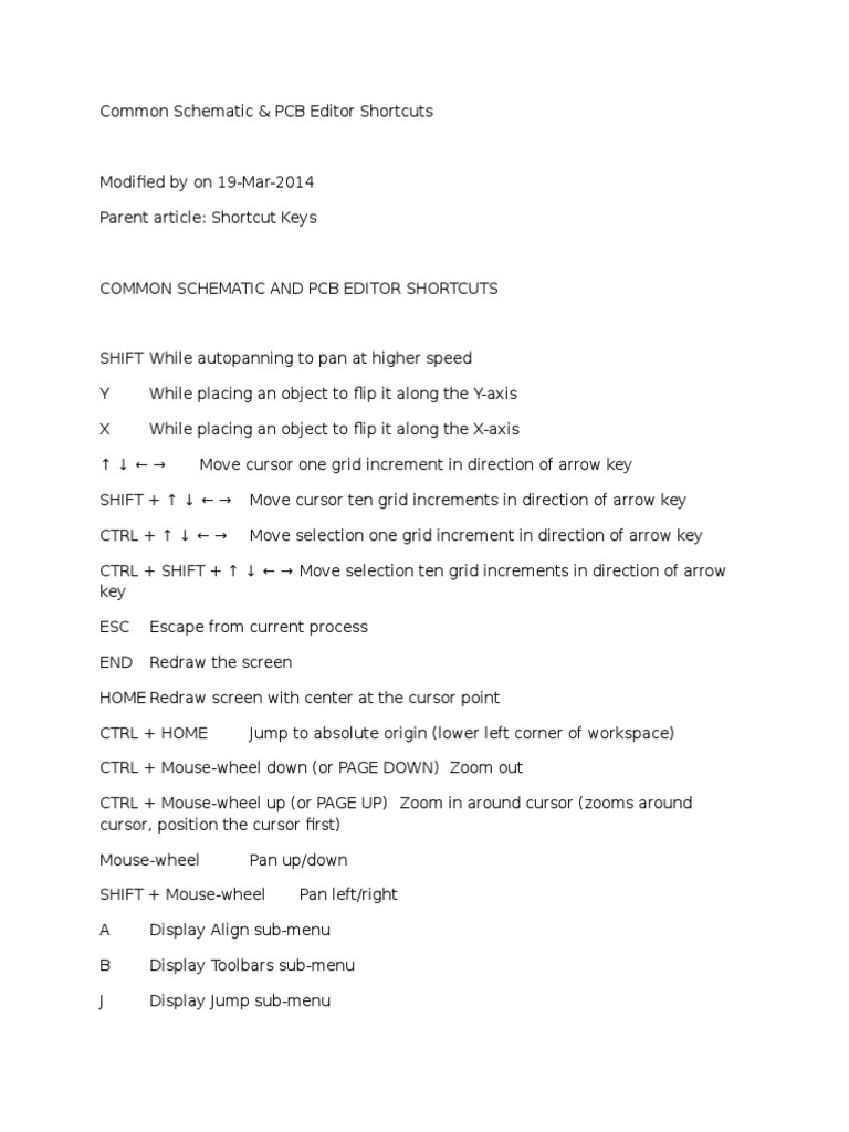 Altium Shortcuts | PDF | Control Key | System Software