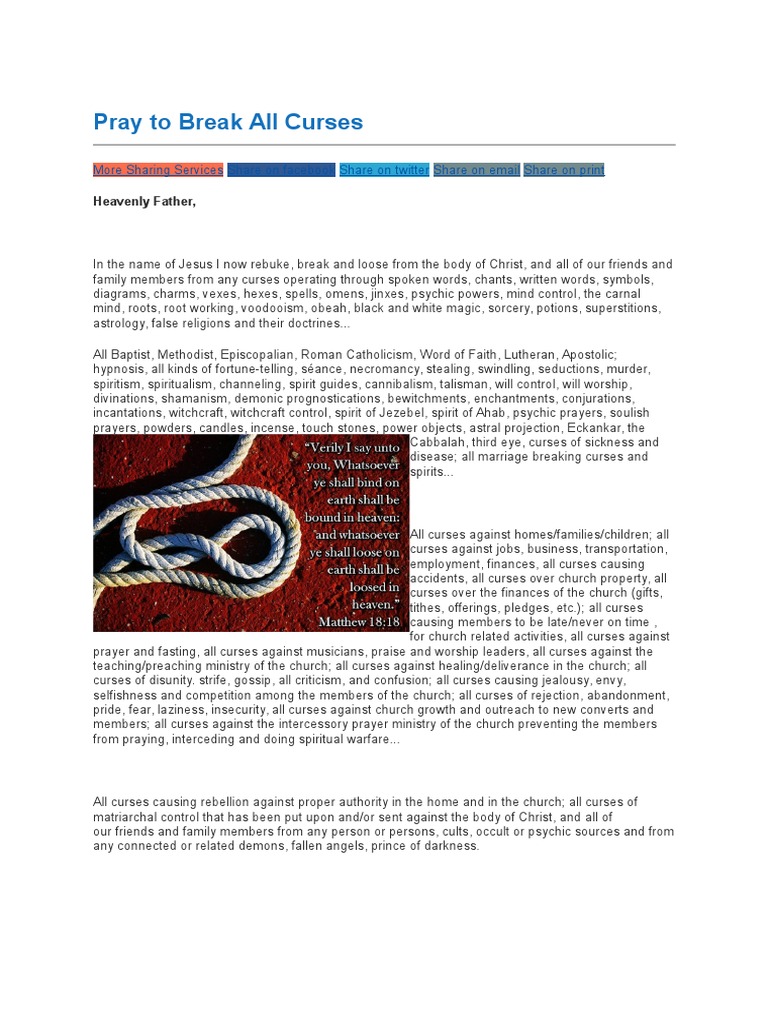 Pray To Break All Curses | PDF | Sanctification | Prayer