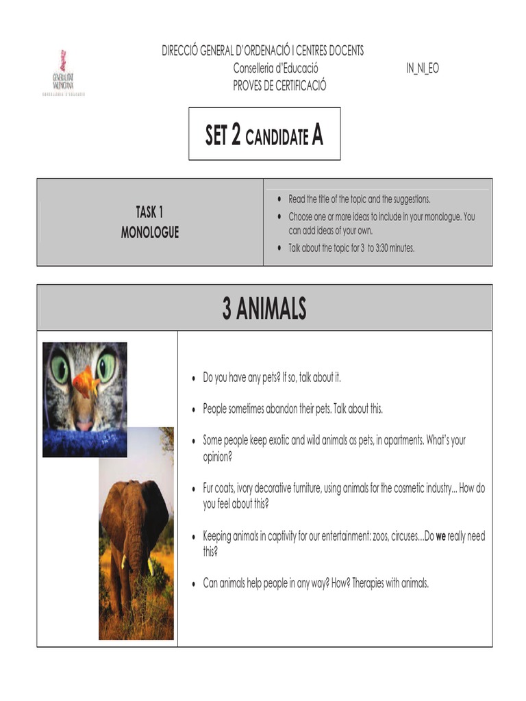 Monologue Animals | PDF