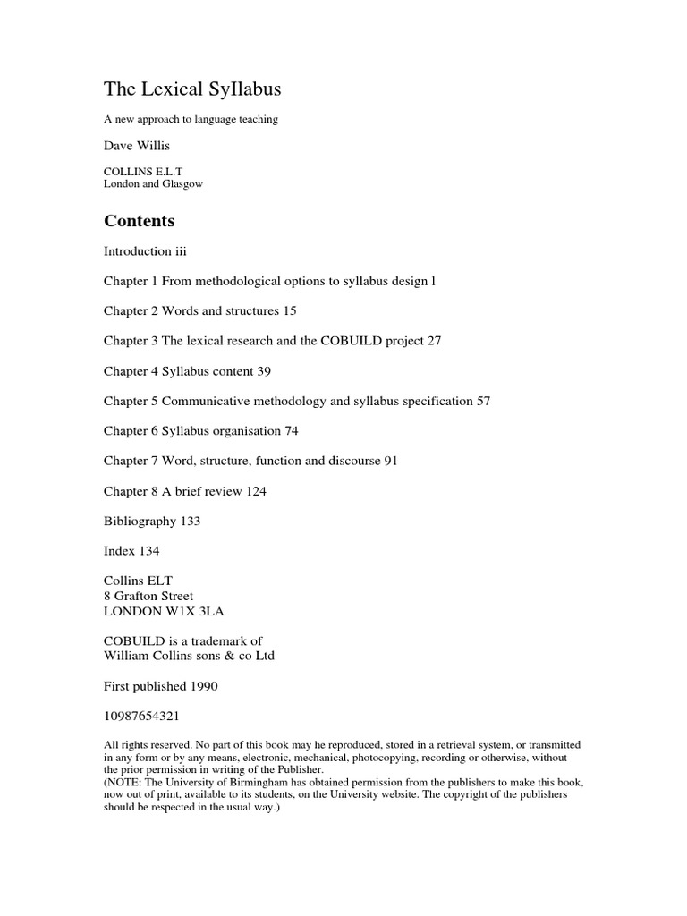 Lexical Syllabus Willis | PDF | Language Education | English Language