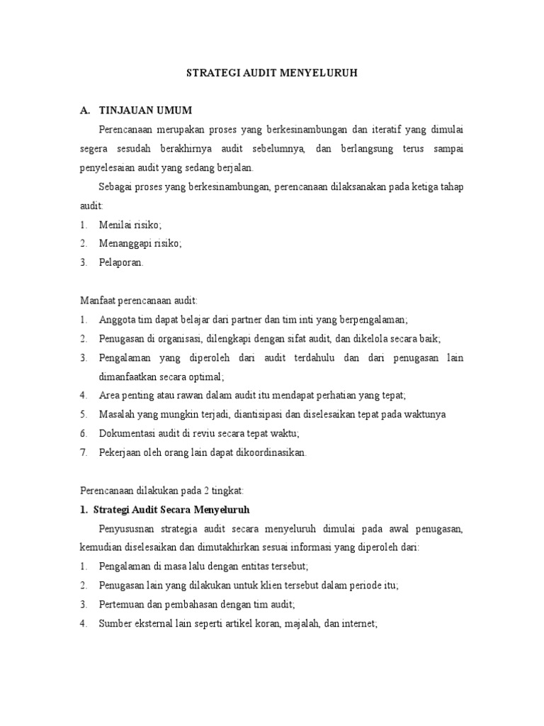 Strategi Audit Menyeluruh | PDF | Karier & Perkembangan | Bisnis