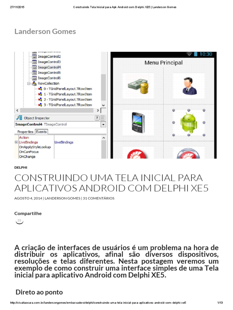 Construindo Tela Inicial para Apk Android Com Delphi XE5 - Landerson Gomes | PDF | Android ...