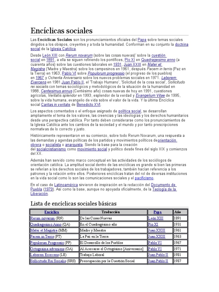 Encíclicas Sociales | PDF | Teología Católica y Doctrina | Iglesia Católica