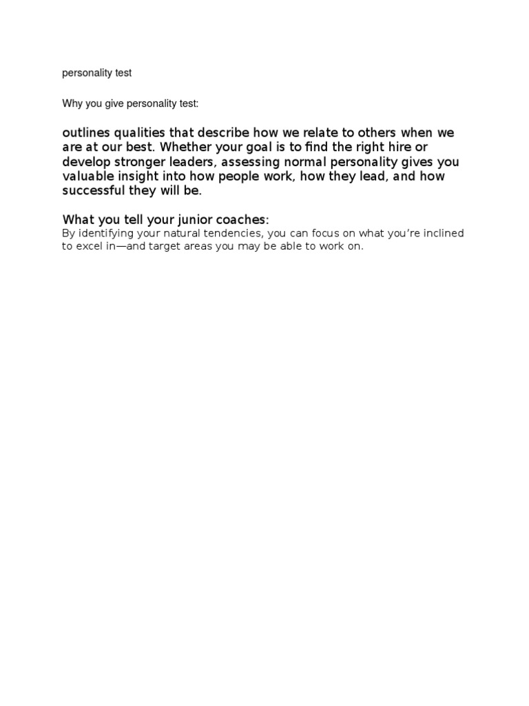 Personality Test Explanation | PDF | Career & Growth | Self-Improvement