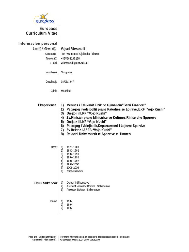 CV-shqip Template | PDF