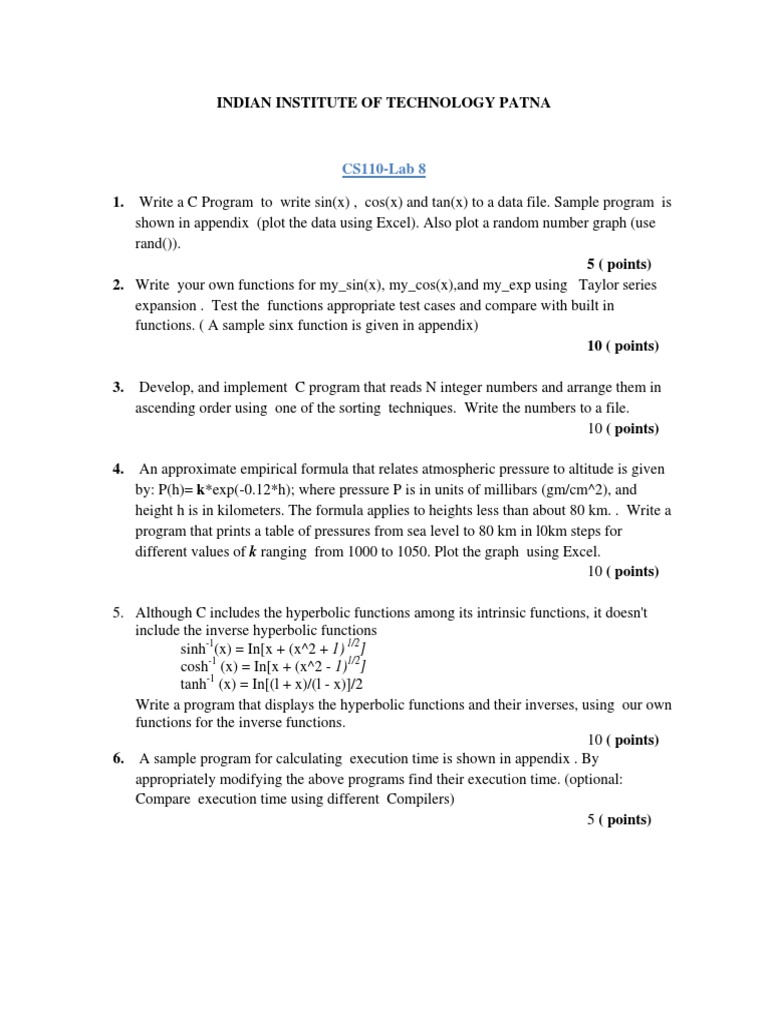 CS110-Lab 8 | PDF | Trigonometric Functions | Software Engineering