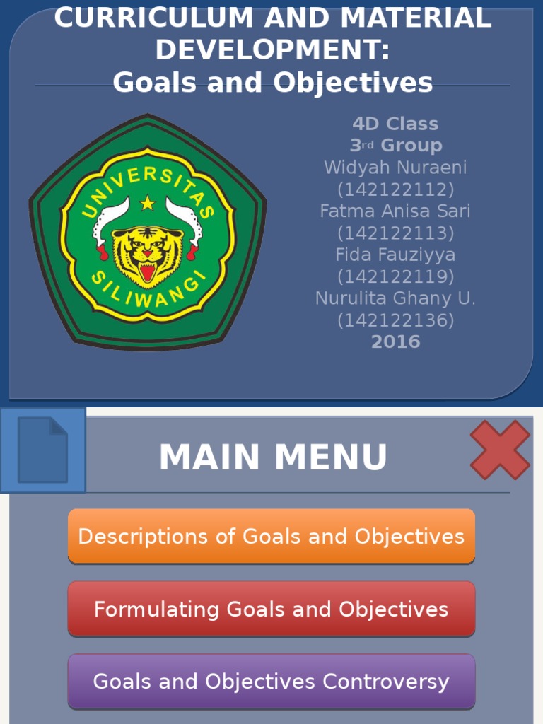 Curriculum and Material Development - Goals and Objectives | PDF | Goal ...
